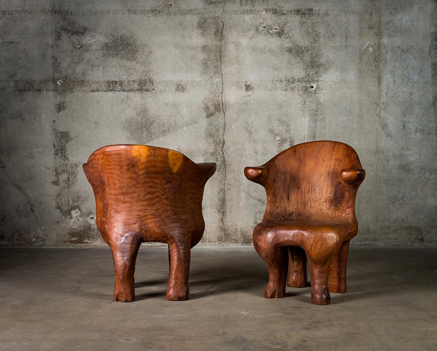 Alexandre Noll - Alexandre Noll-Style Pair of Wood Chairs