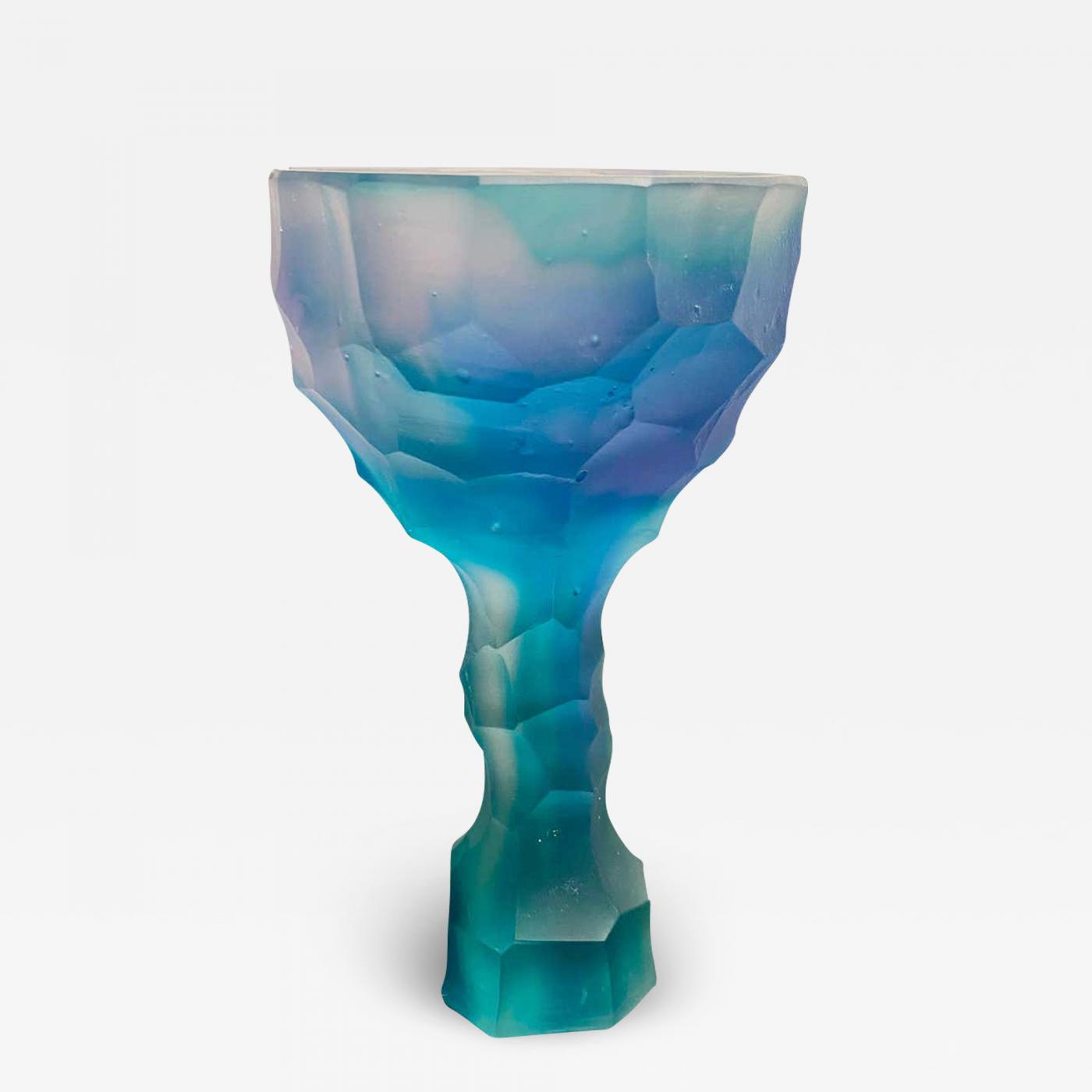 Alissa Volchkova - Blue Hand-Sculpted Crystal Glass by Alissa Volchkova