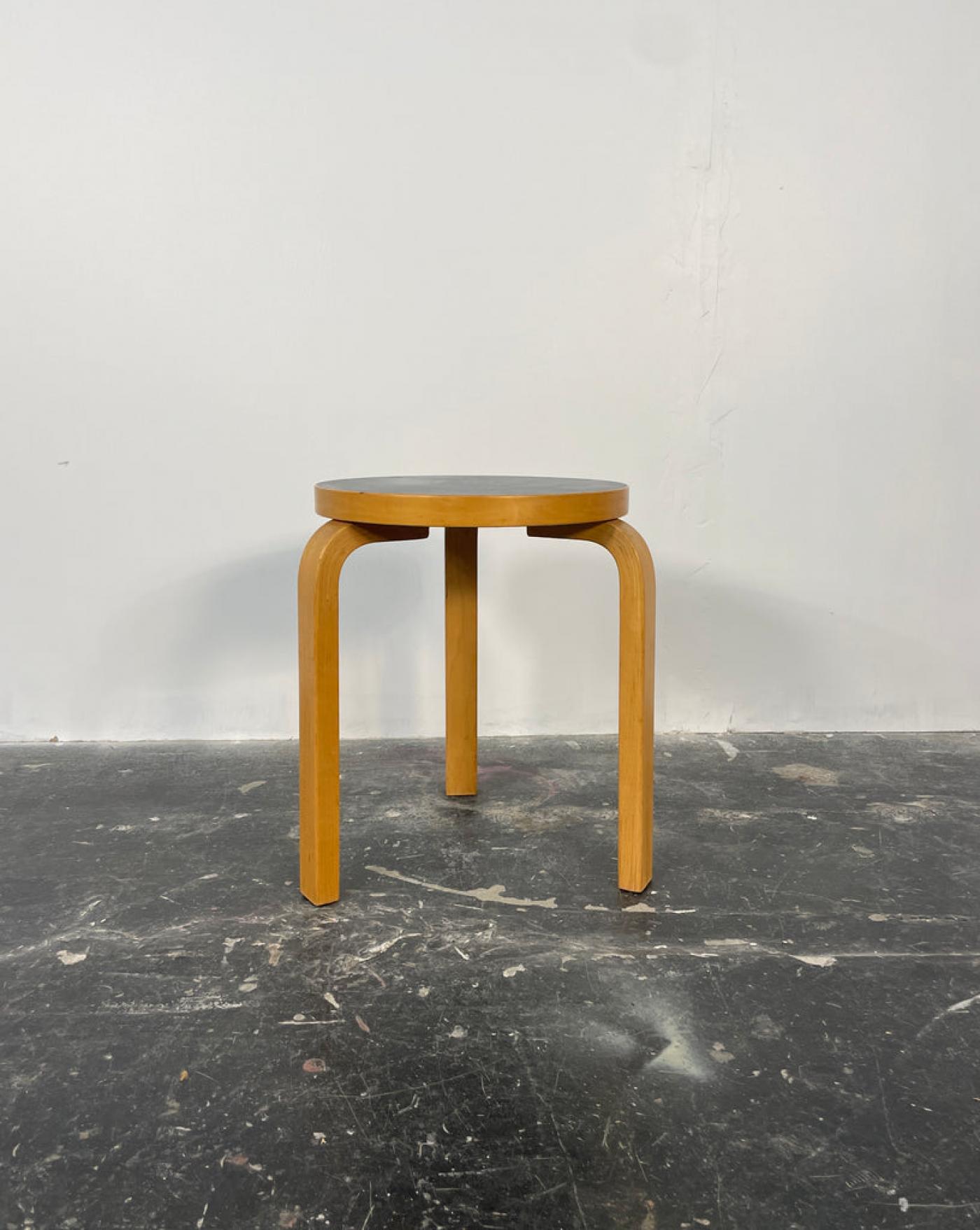 Alvar Aalto - Vintage Alvar Aalto Stool Model 60 In Blue Laminate for Artek