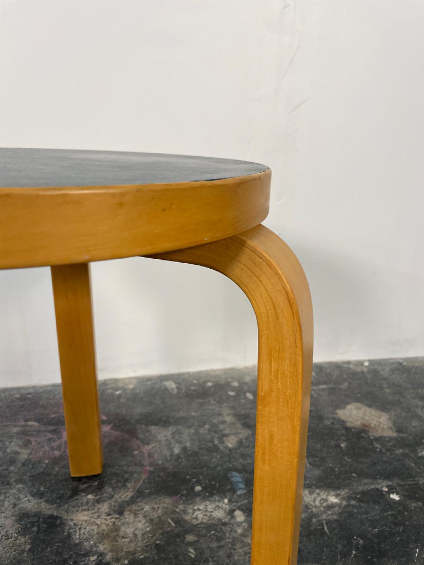 Alvar Aalto - Vintage Alvar Aalto Stool Model 60 In Blue Laminate for Artek