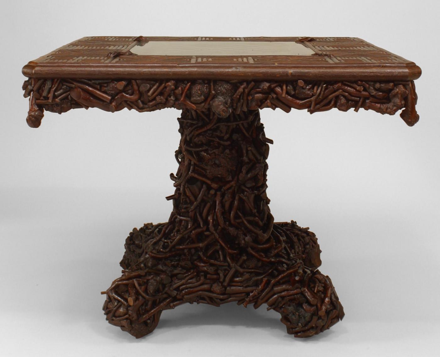 American Rustic Adirondack Square Game Table