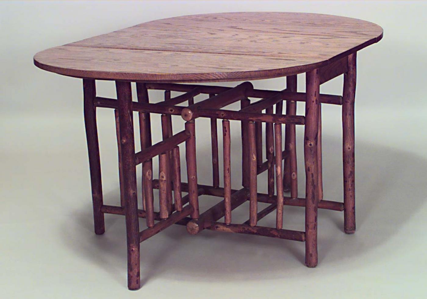 American Rustic Old Hickory Drop Leaf Dining Table