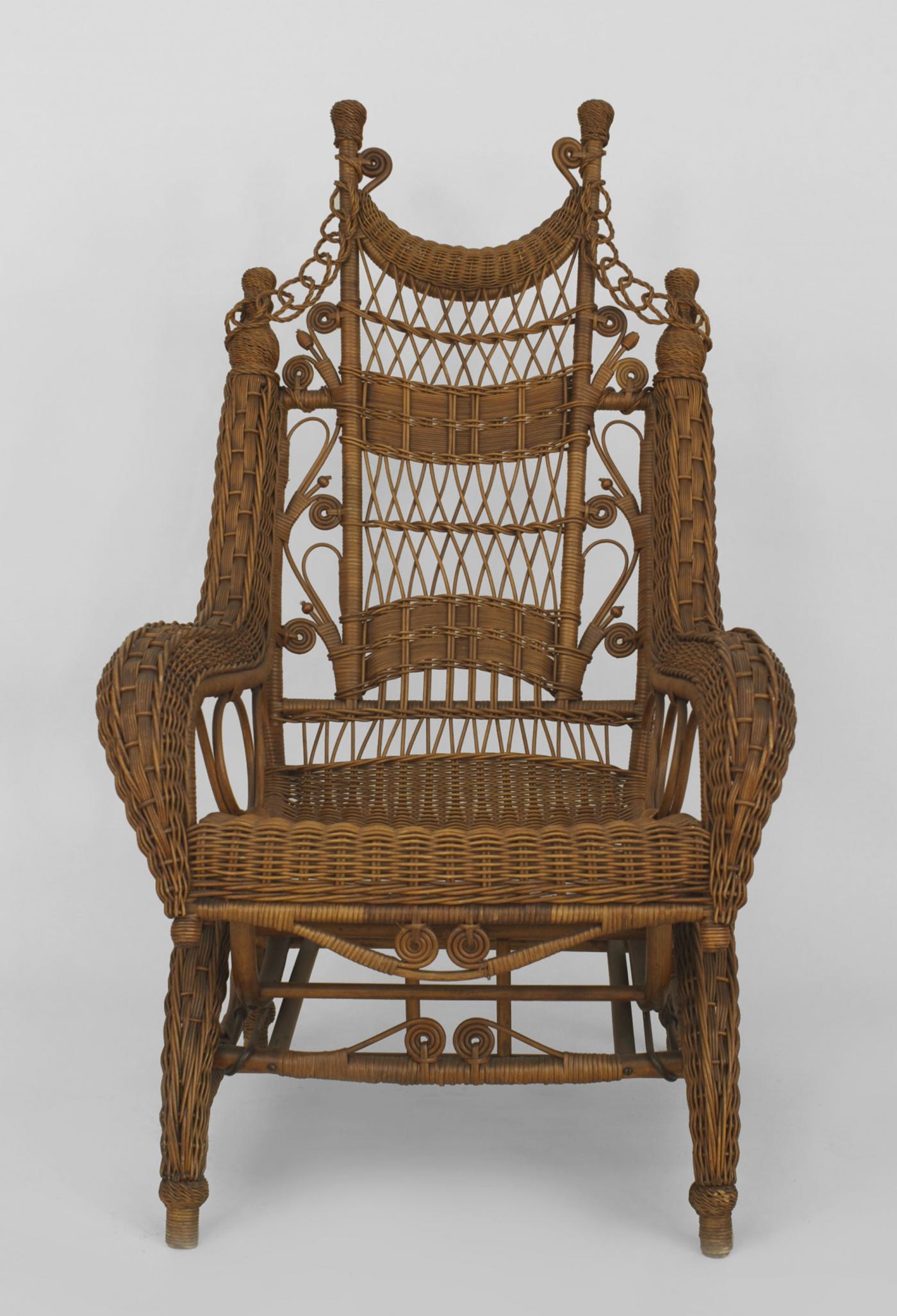 Heywood-Wakefield - American Victorian Natural Wicker Ornate High Back ...