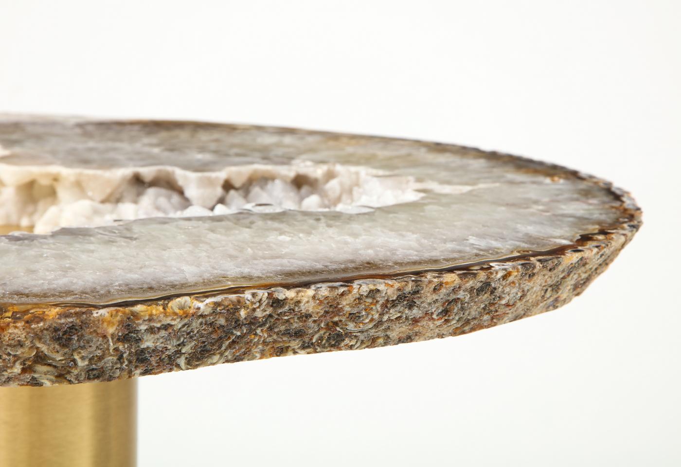 Amy Zook - "Moonscape II," White, Gray and Rust Agate Table on Custom ...