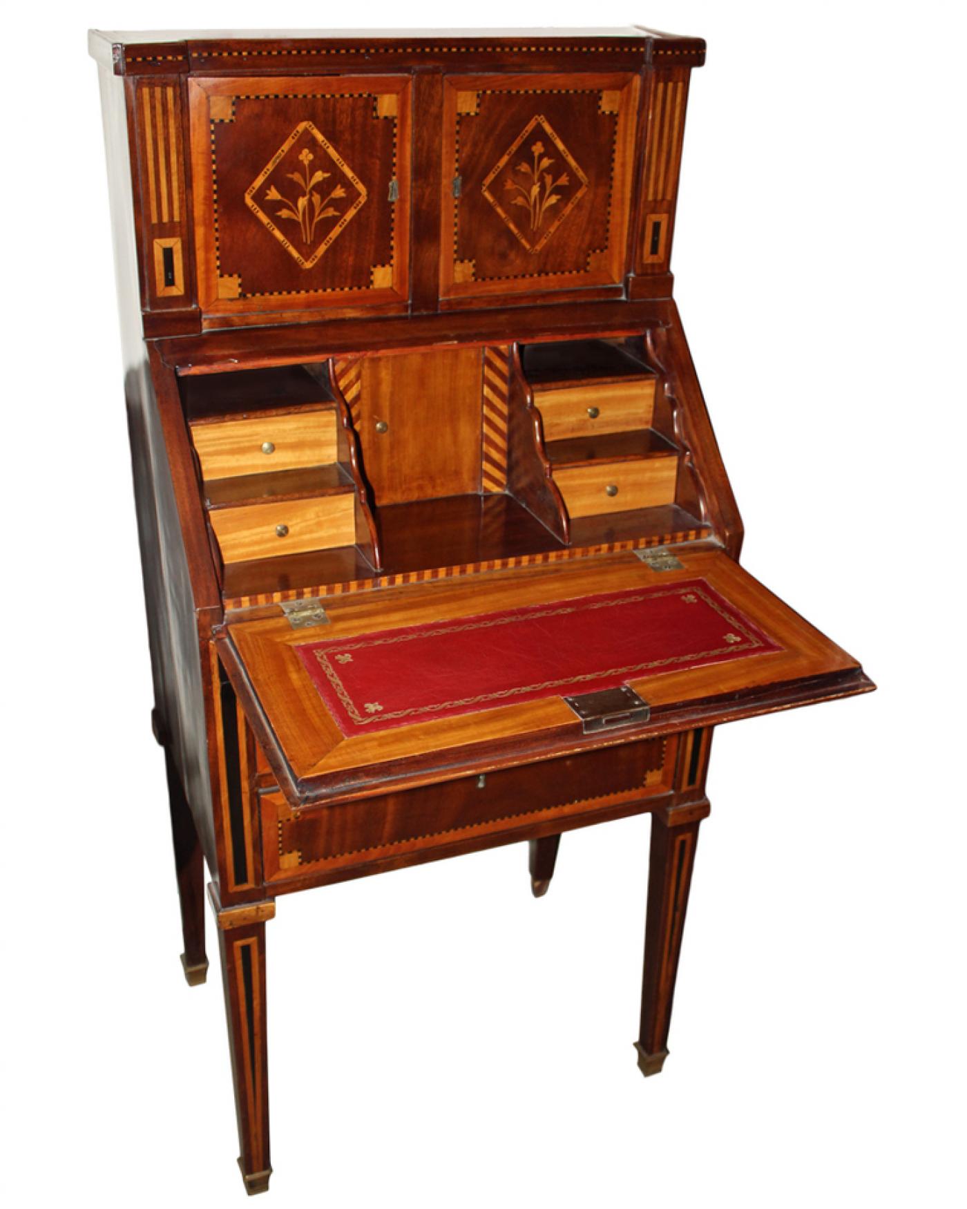 An 18th Century Dutch Marquetry Upright Slant-Front Desk