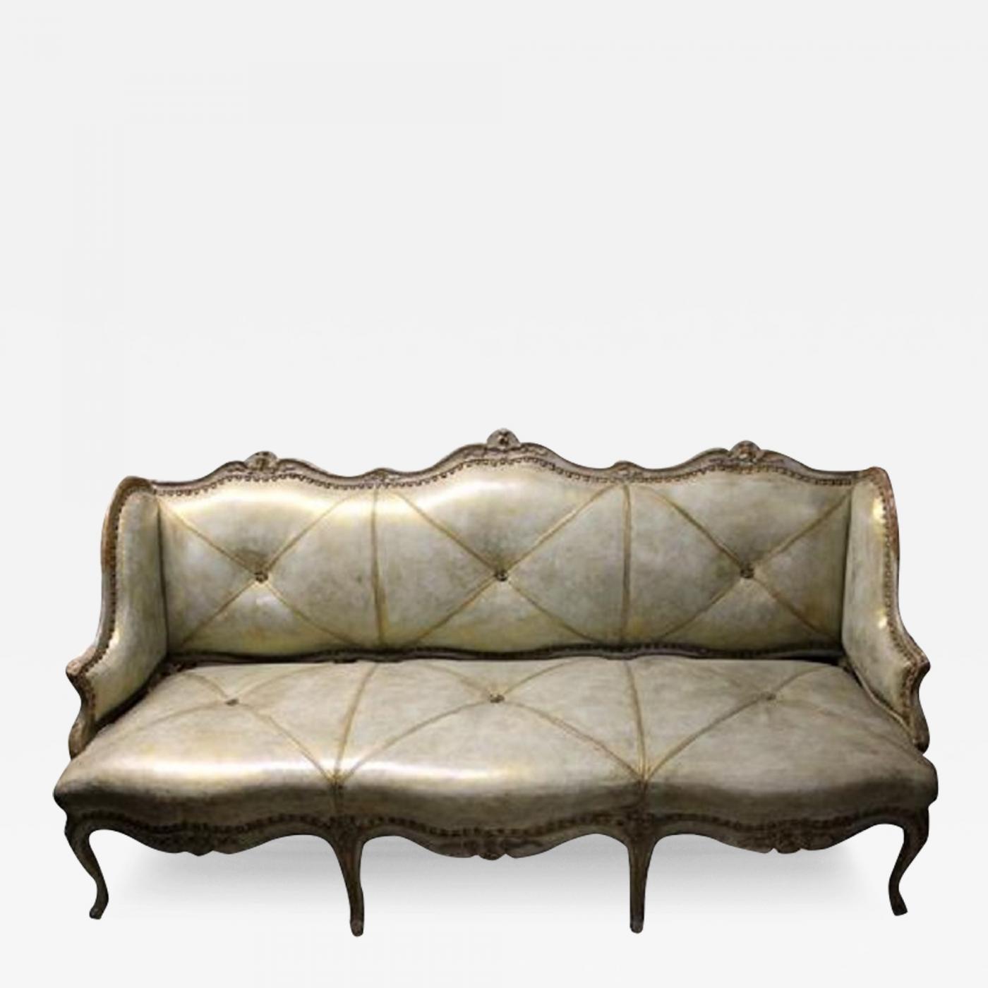 An 18th Century Italian Louis XV Pastel Blue Polychrome Canape