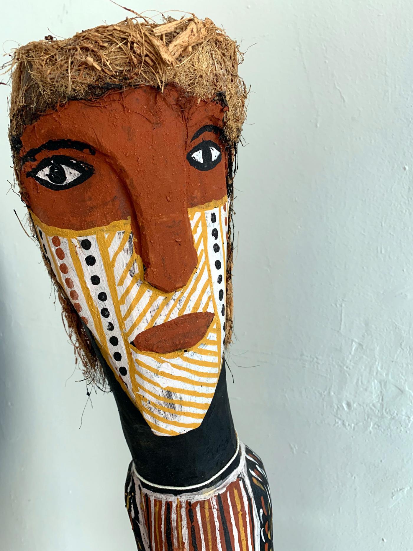 An Australian Aboriginal Primordial Ancestor Couple Statue From Tiwi Island