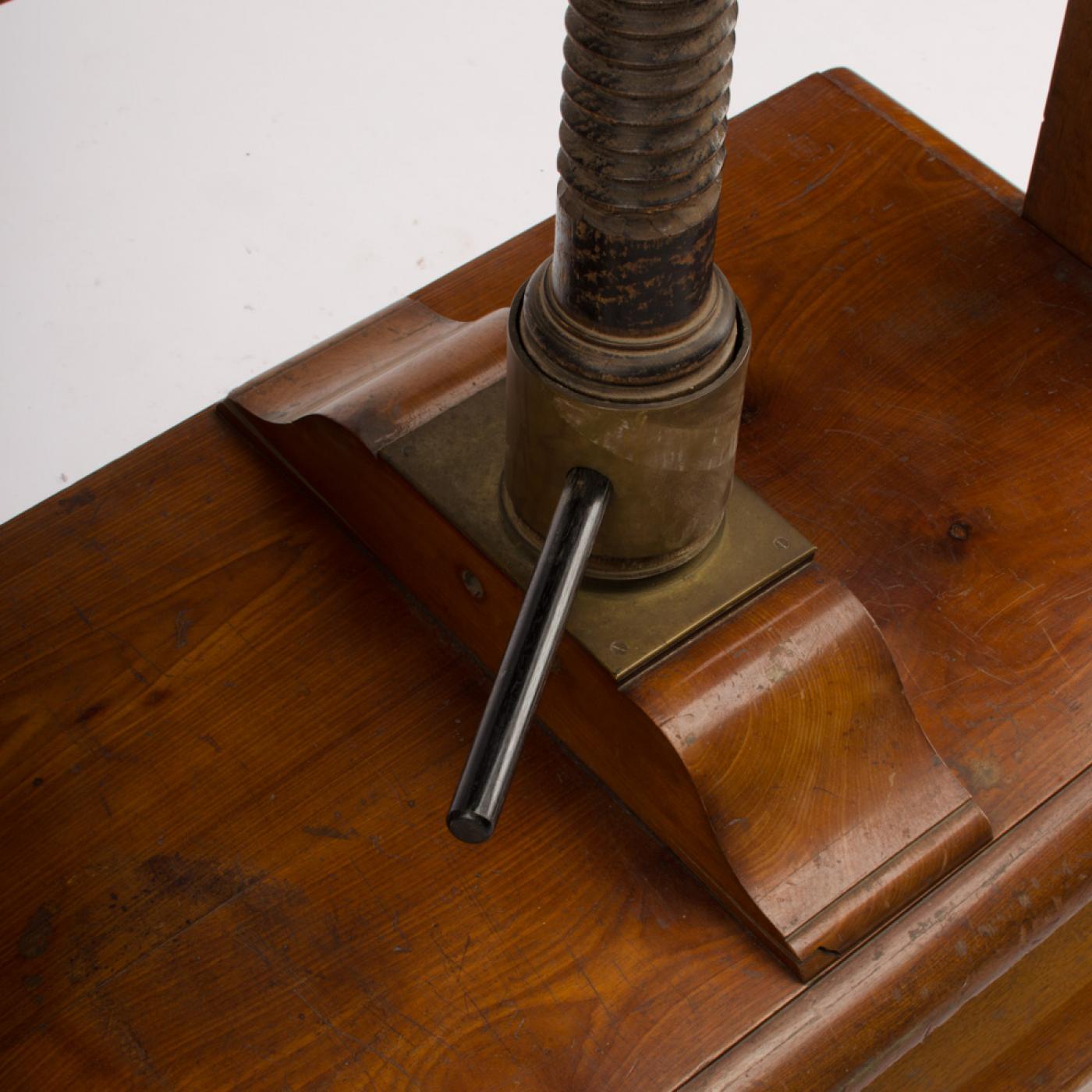 An oversized 19th Century antique book press, mahogany and oak