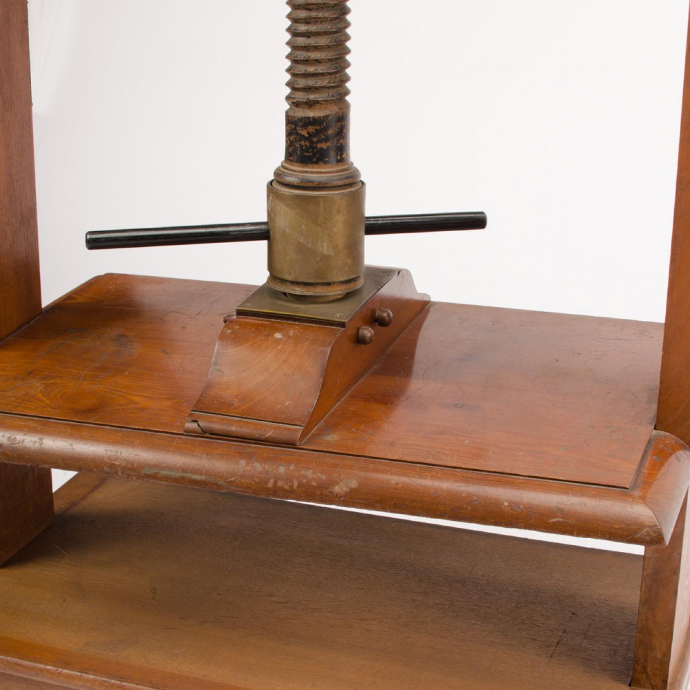 An oversized 19th Century antique book press, mahogany and oak