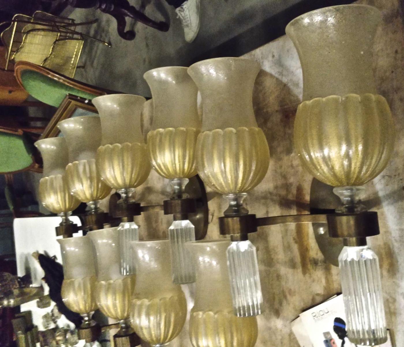 André Arbus - Andre Arbus for Veronese pair of Murano glass coroso sconces