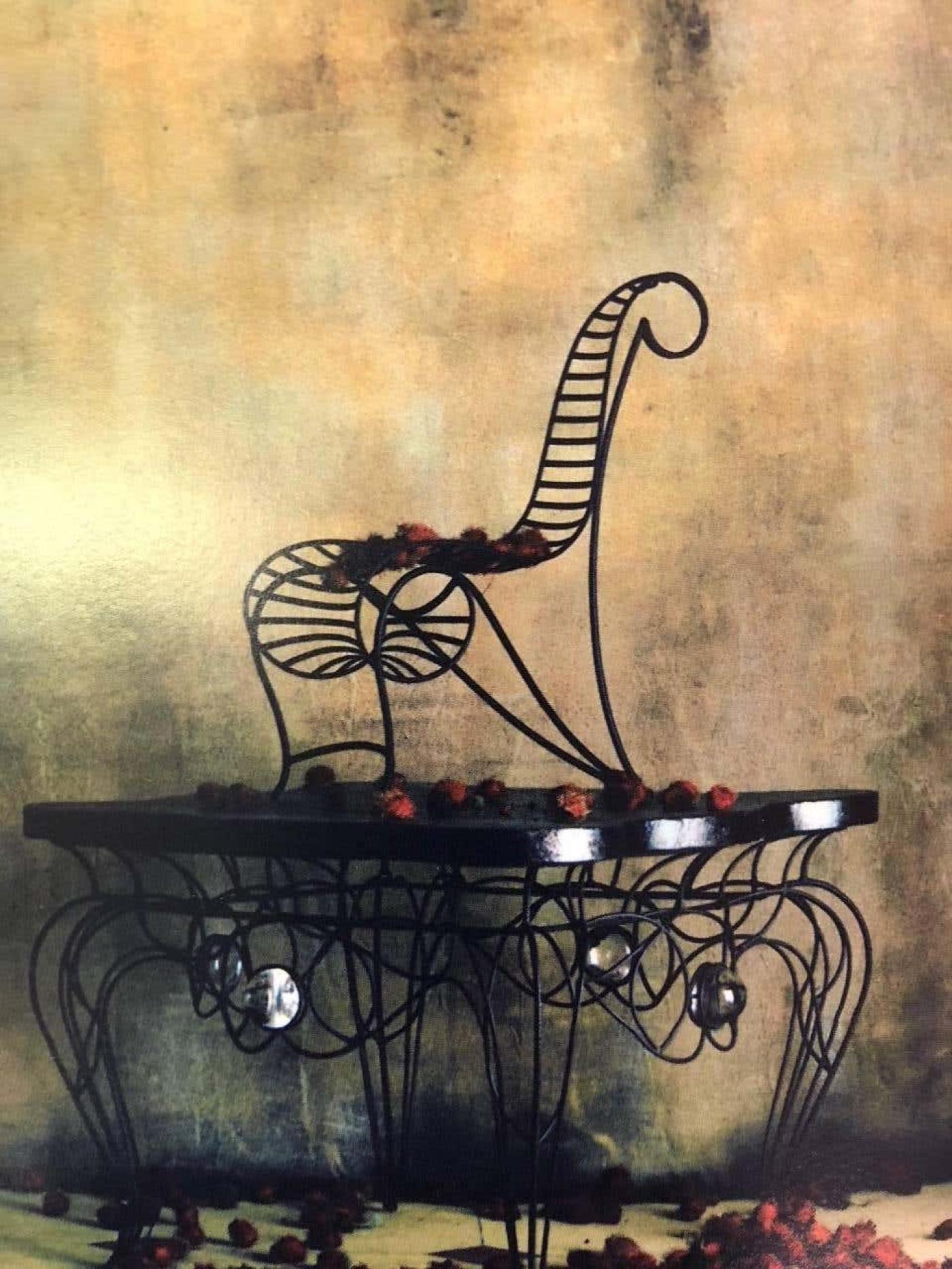 André Dubreuil - Unique Centre Table / Console in Wrought Iron and ...