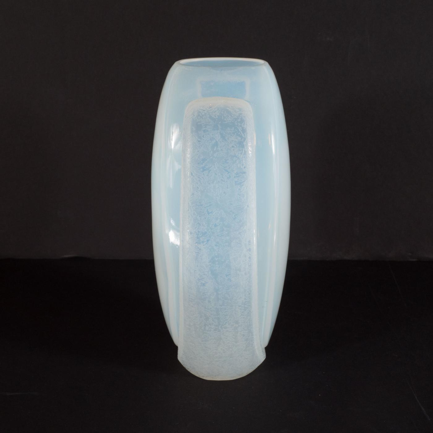 André Hunebelle - Art Deco Skyscraper Style Opalescent Glass Vase by ...