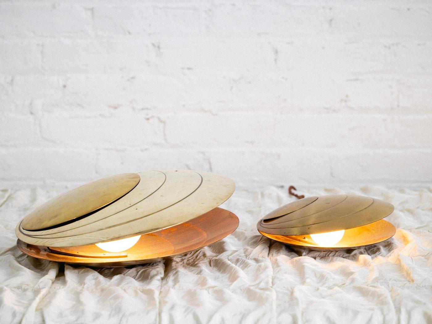 Angelo Brotto - Italian Brass Clamshell Lamps by Angelo Brotto, 1960s ...