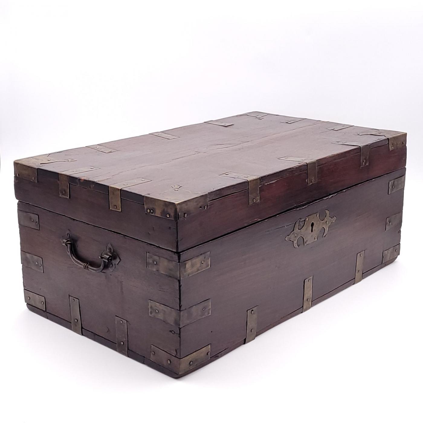 Anglo-Indian Campaign Box with Brass Strapping, circa 1870