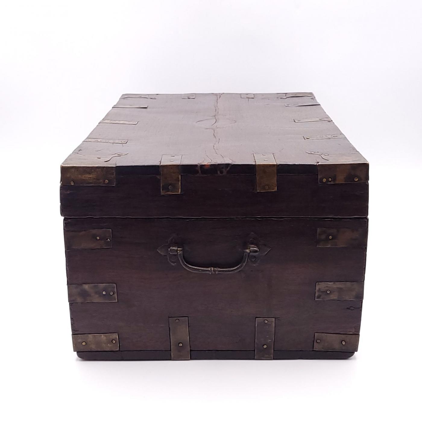 Anglo-Indian Campaign Box with Brass Strapping, circa 1870