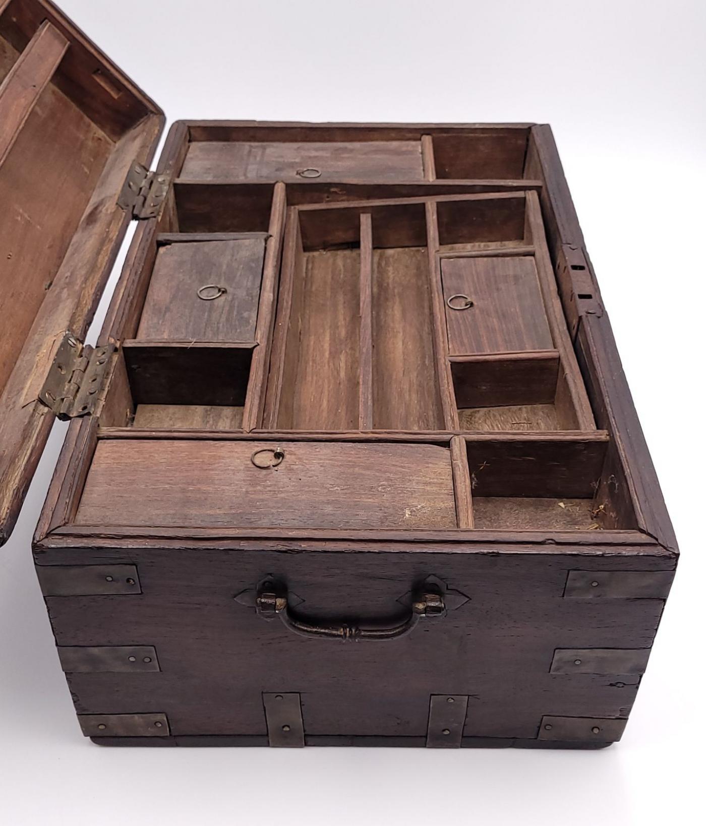 Anglo-Indian Campaign Box with Brass Strapping, circa 1870