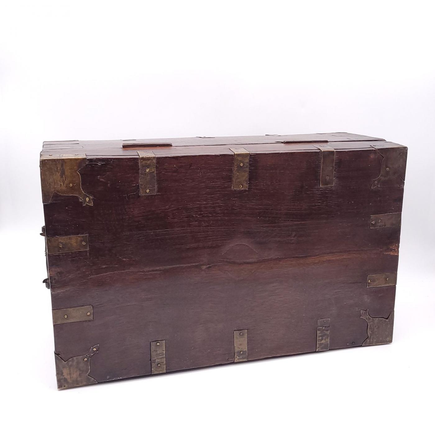 Anglo-Indian Campaign Box with Brass Strapping, circa 1870