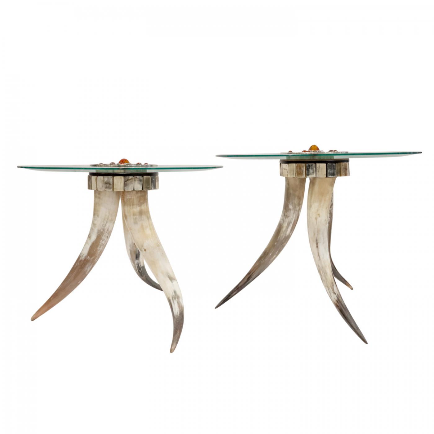 J. Antony Redmile - J. Antony Redmile Pair of Horn Tables with Nickel ...