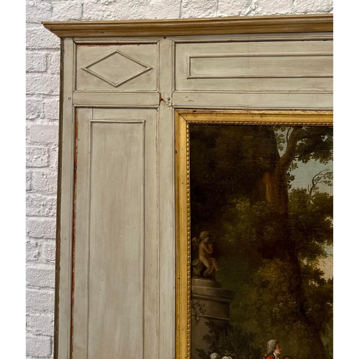 Antique 18th C Gustavian Oil Painting Tremeau Mirror