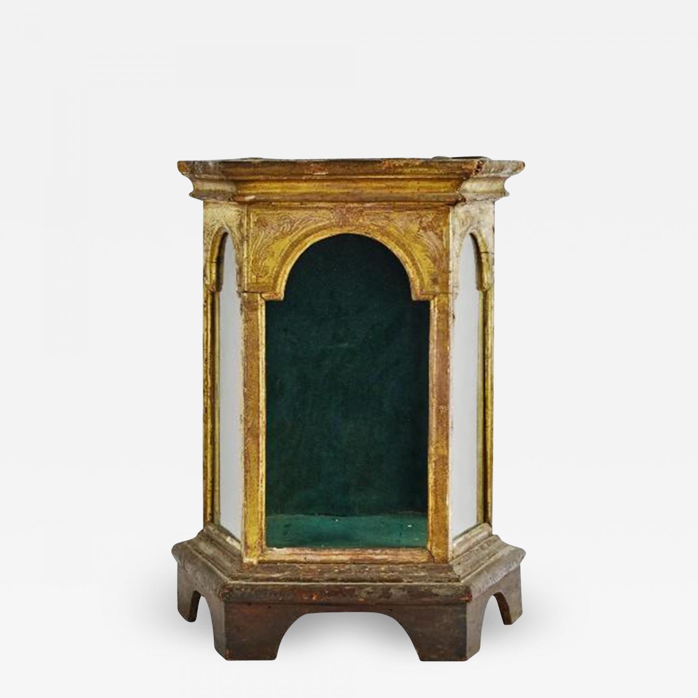Antique 18th Century Giltwood Reliquary Altar Cabinet