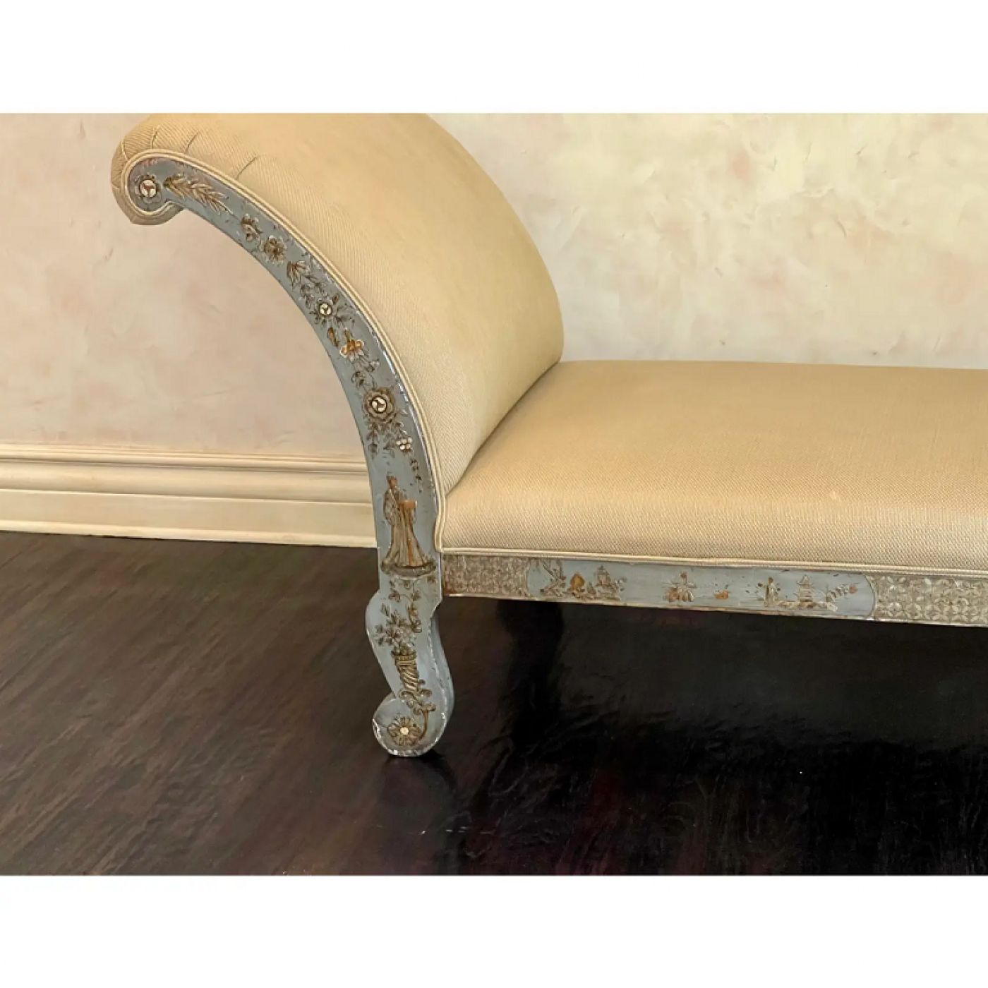 Antique 19th C Gray Chinoiserie Decorated Gondola Chaise Lounge Settee ...