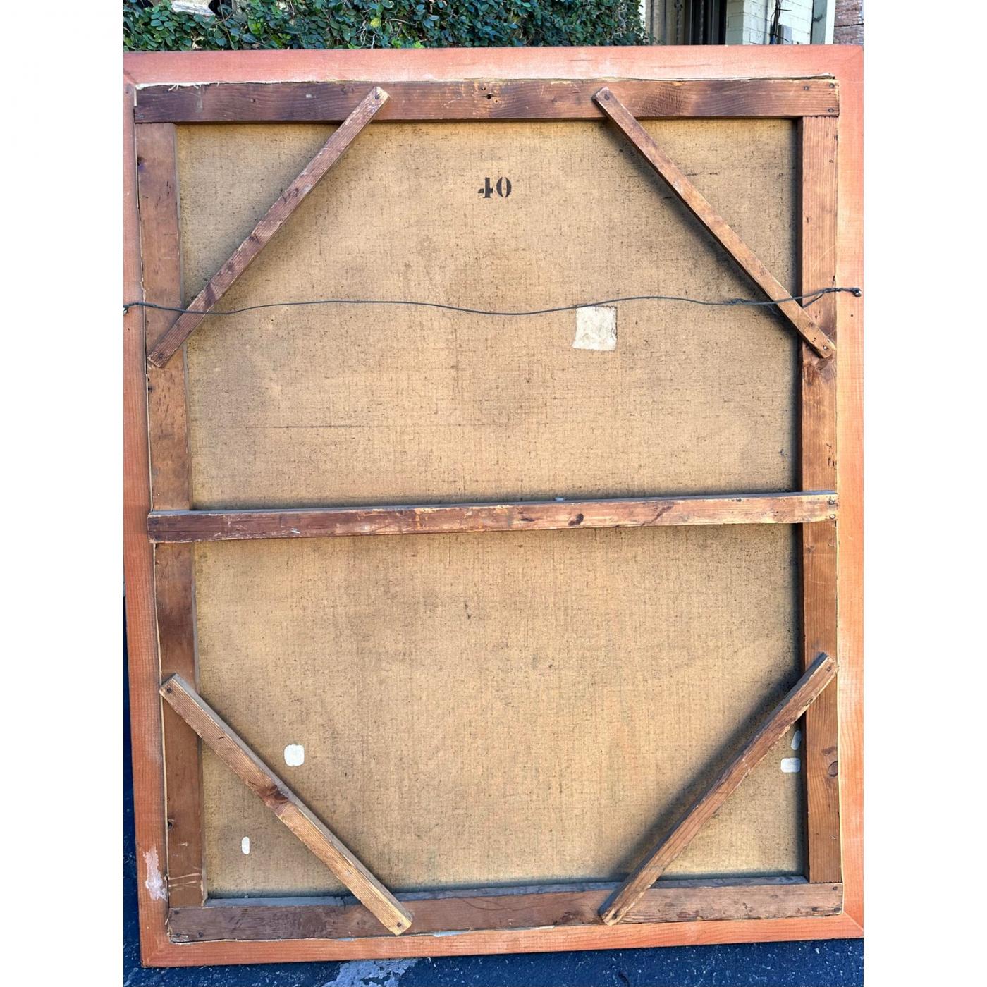 Antique American Primitive Folk Art Portrait Oil Painting