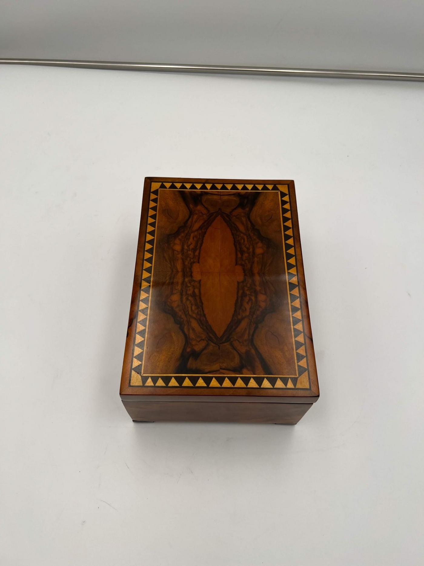 Antique Biedermeier Box, Walnut Veneer, South Germany circa 1900
