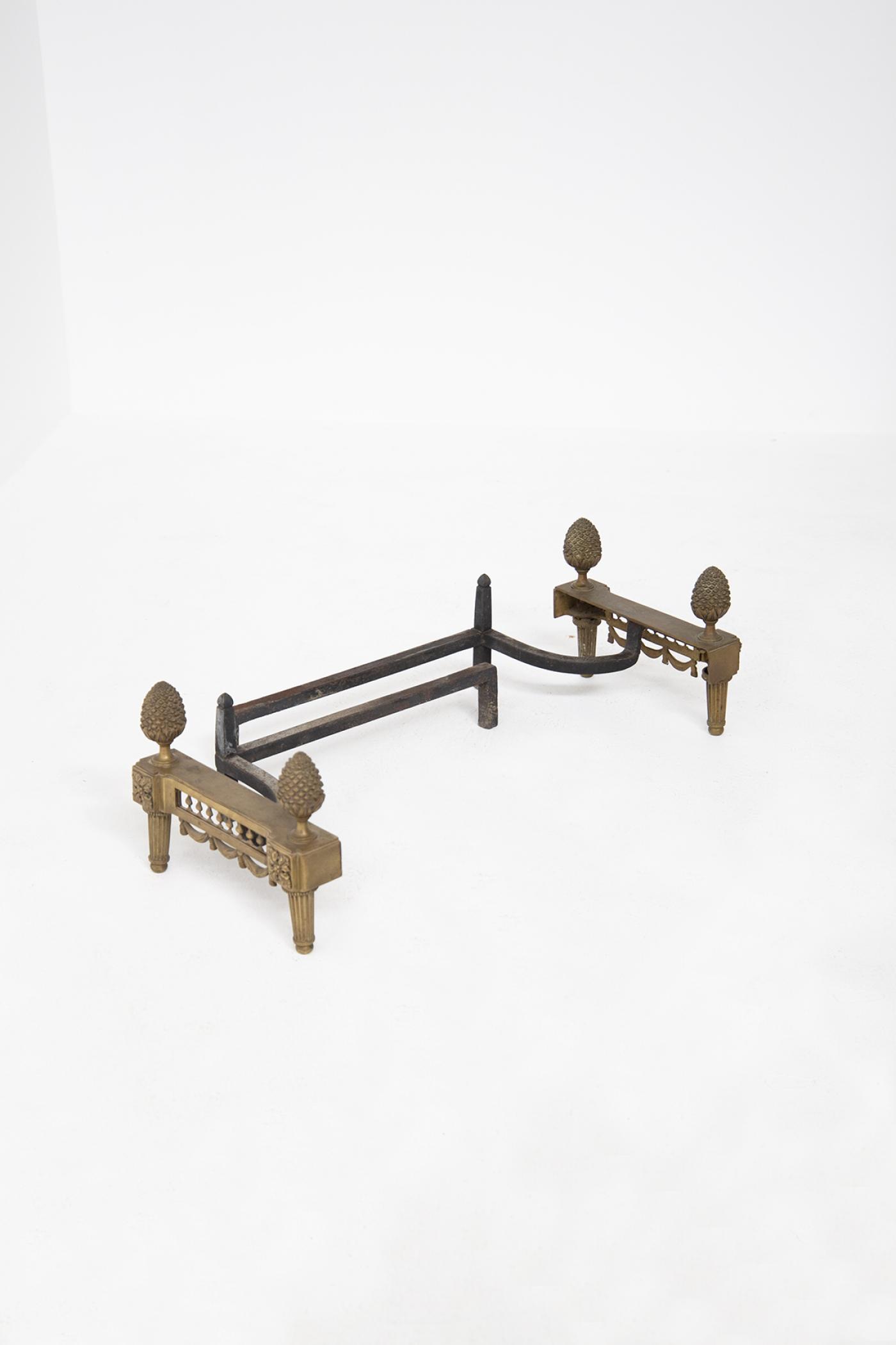 Antique Bronze Fireplace Andirons by Bouhon 'Fres 19th Century