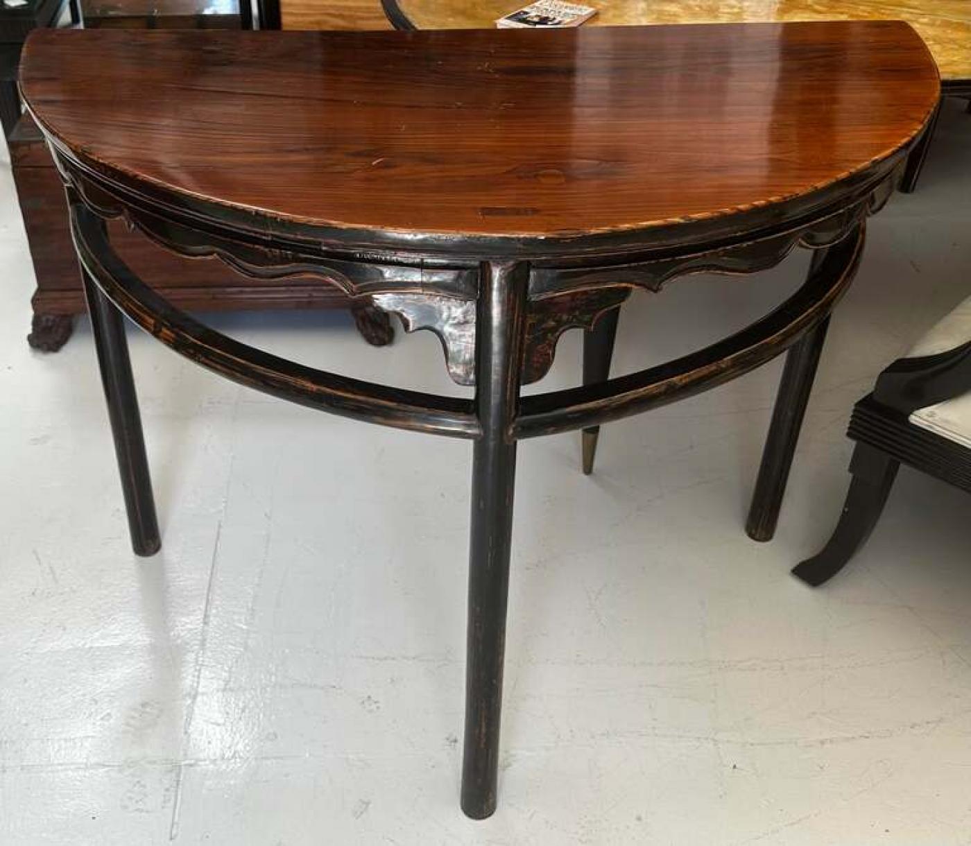 Antique Chinese Ming Style Demilune Console Table