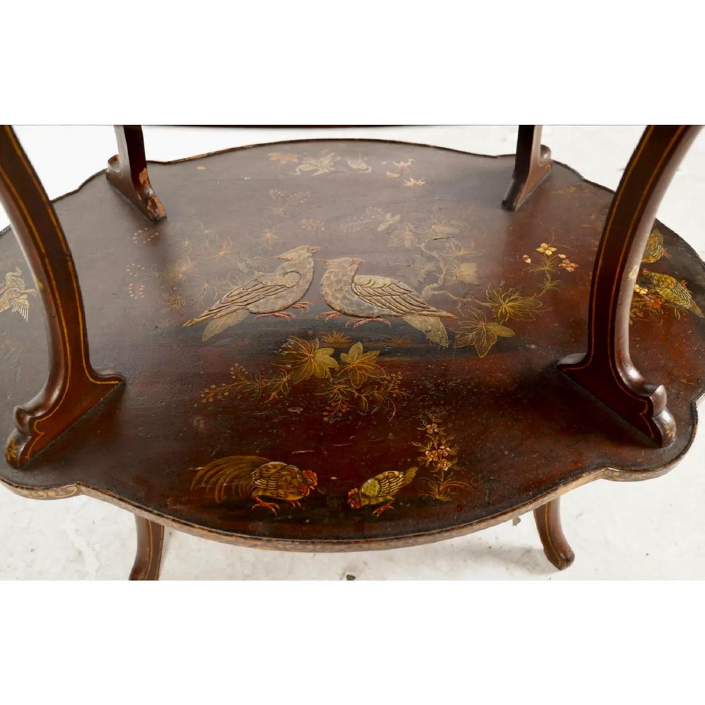 Antique Chinoiserie Two Tier Tea Table