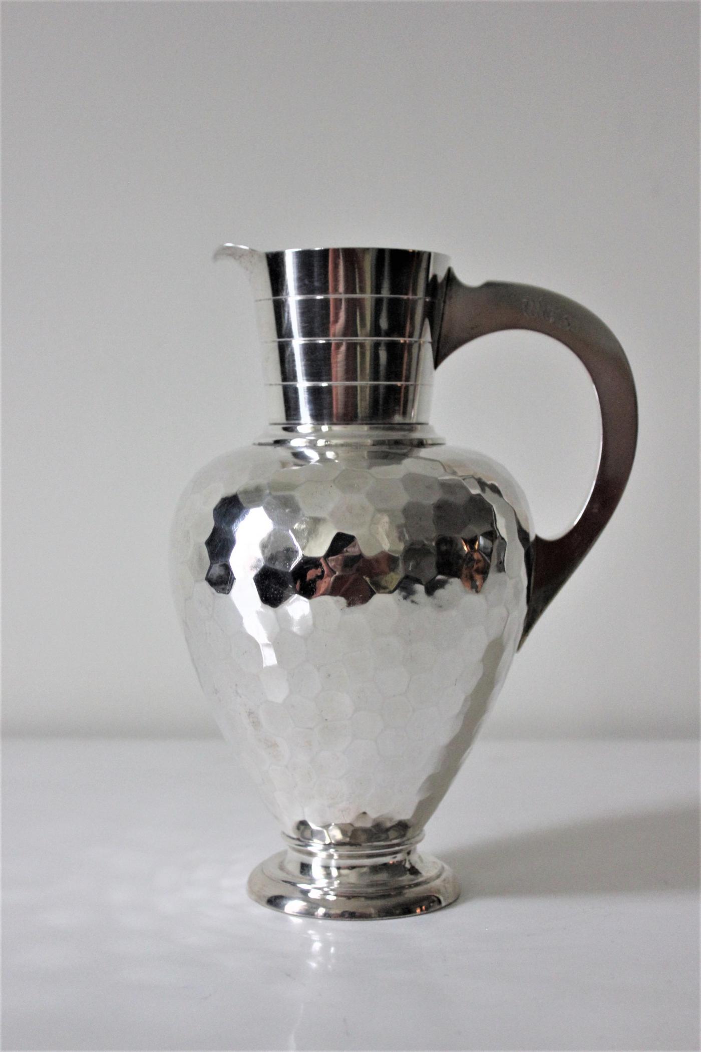 Antique Danish Silver Pitcher with Engraved Handle