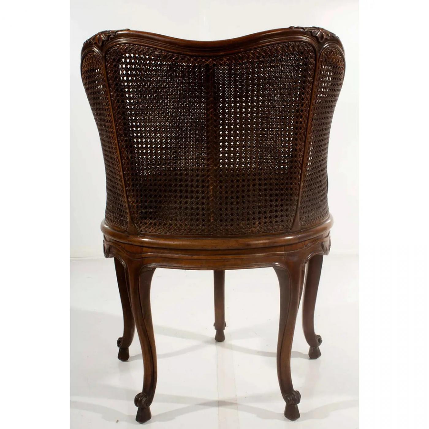 Antique French Regency Double Cane Walnut Chair