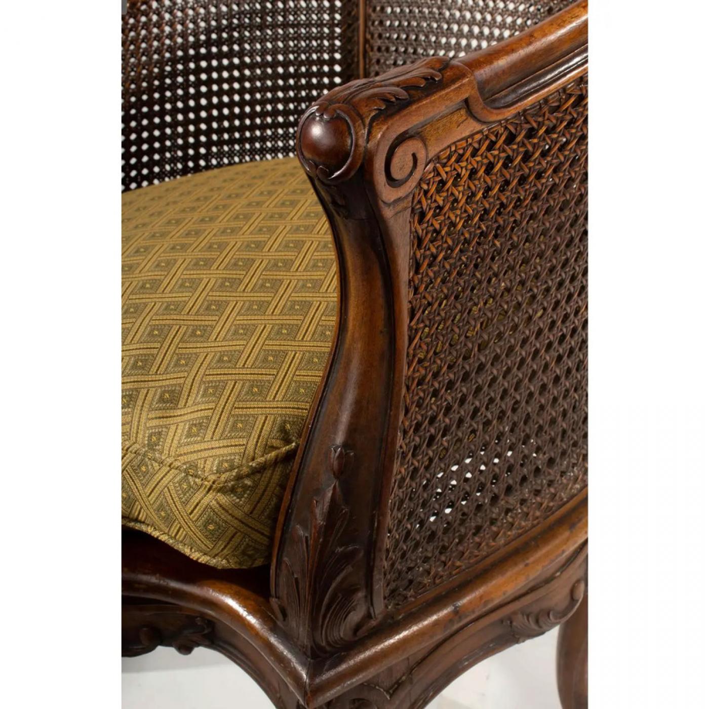 Antique French Regency Double Cane Walnut Chair