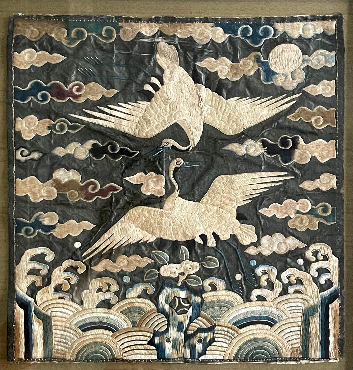 Antique Korean Embroidered Civil Rank Badge Joseon Dynasty