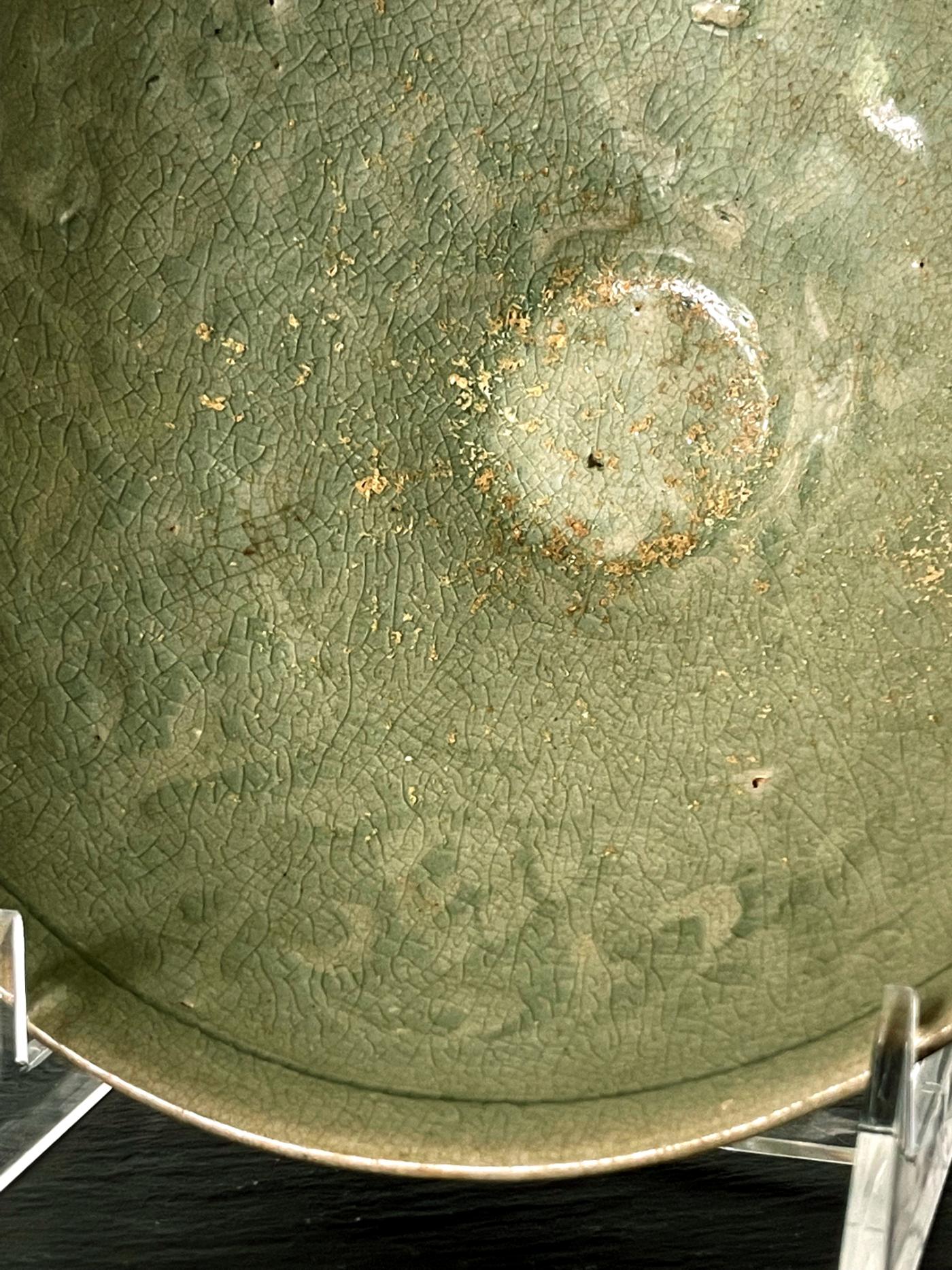 Antique Korean Ceramic Bowl with Incised Design