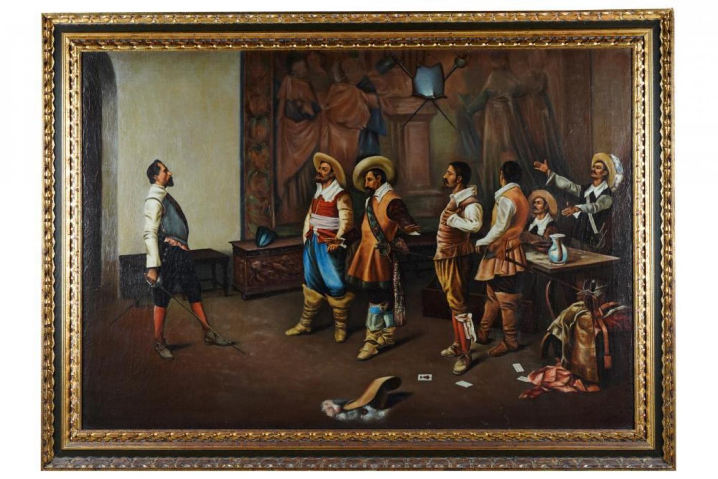 Antique Oil Painting of Conquistadors