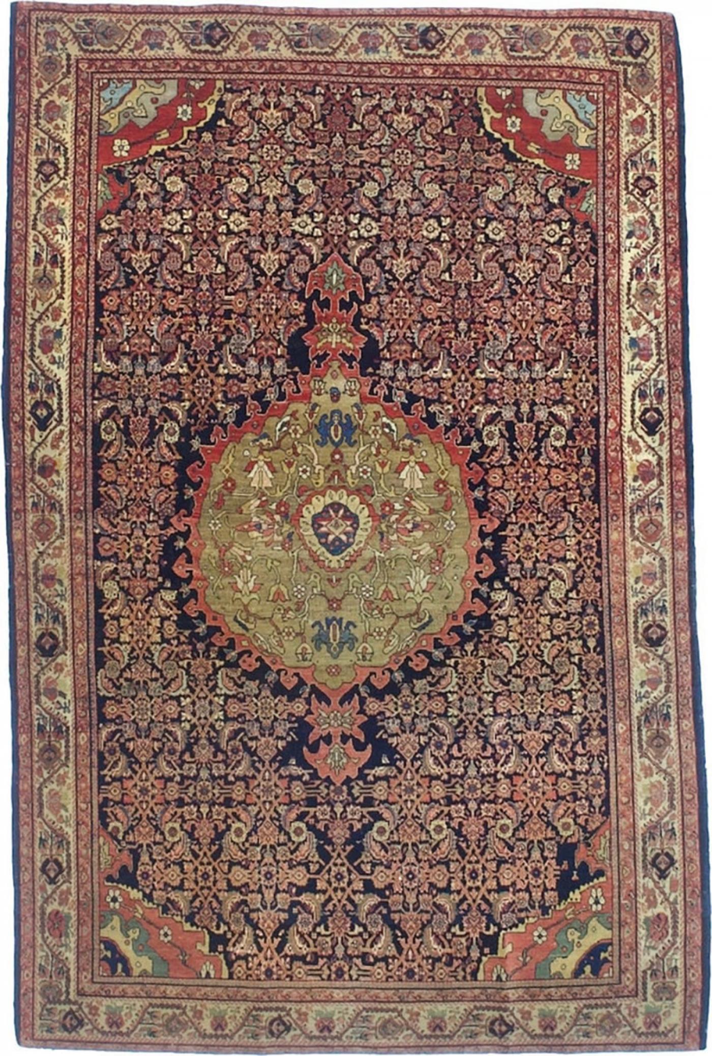 Antique Persian Farahan Rug 4'4" x 6'7"