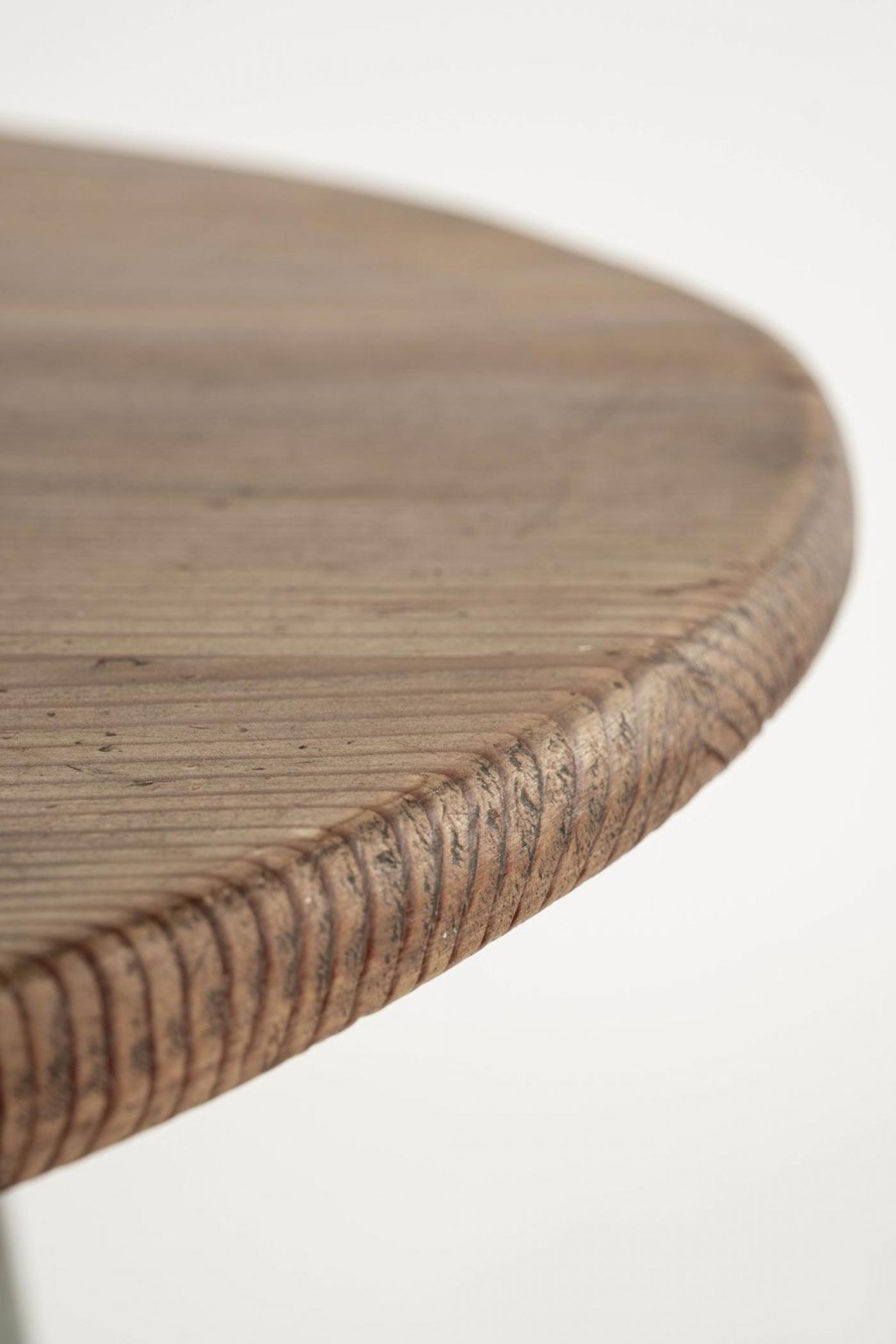 Antique Pine Cricket Table on Blue-Green Painted Silhouette Base