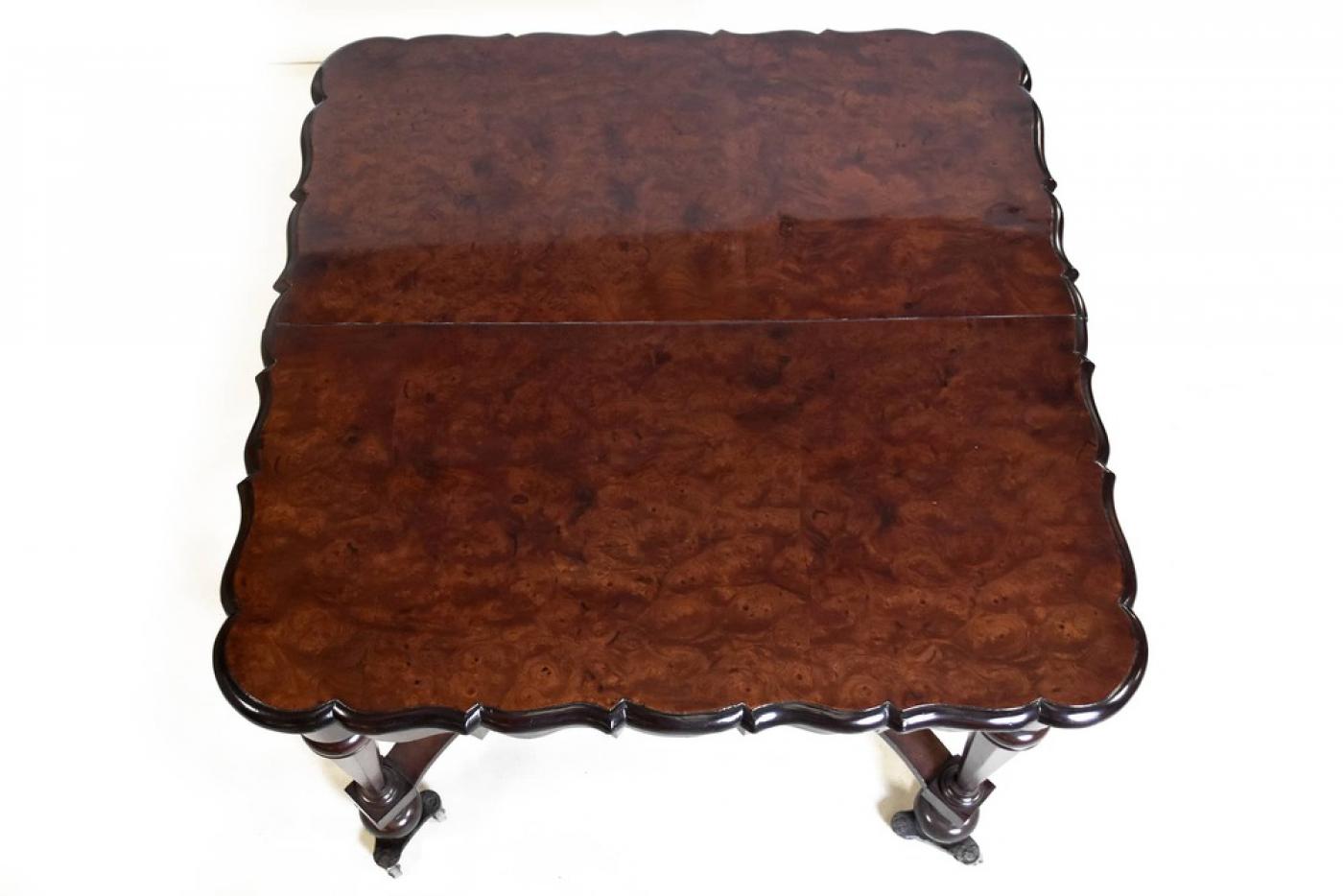 Antique Square Center Table Amboina and Walnut Wood. Dutch 19th Century