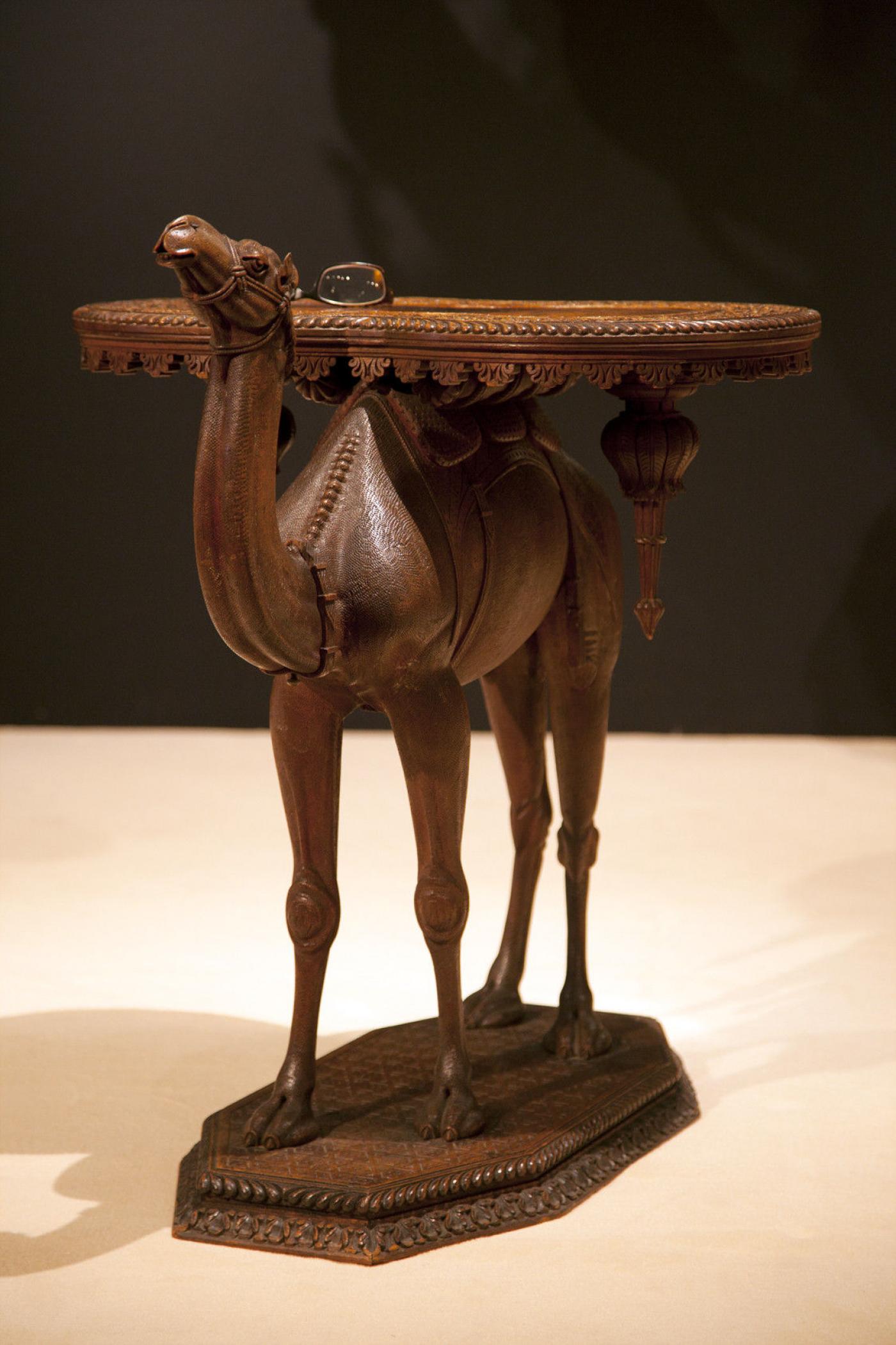 Antique Superbly Carved Walnut Wood Camel Table Circa 1880