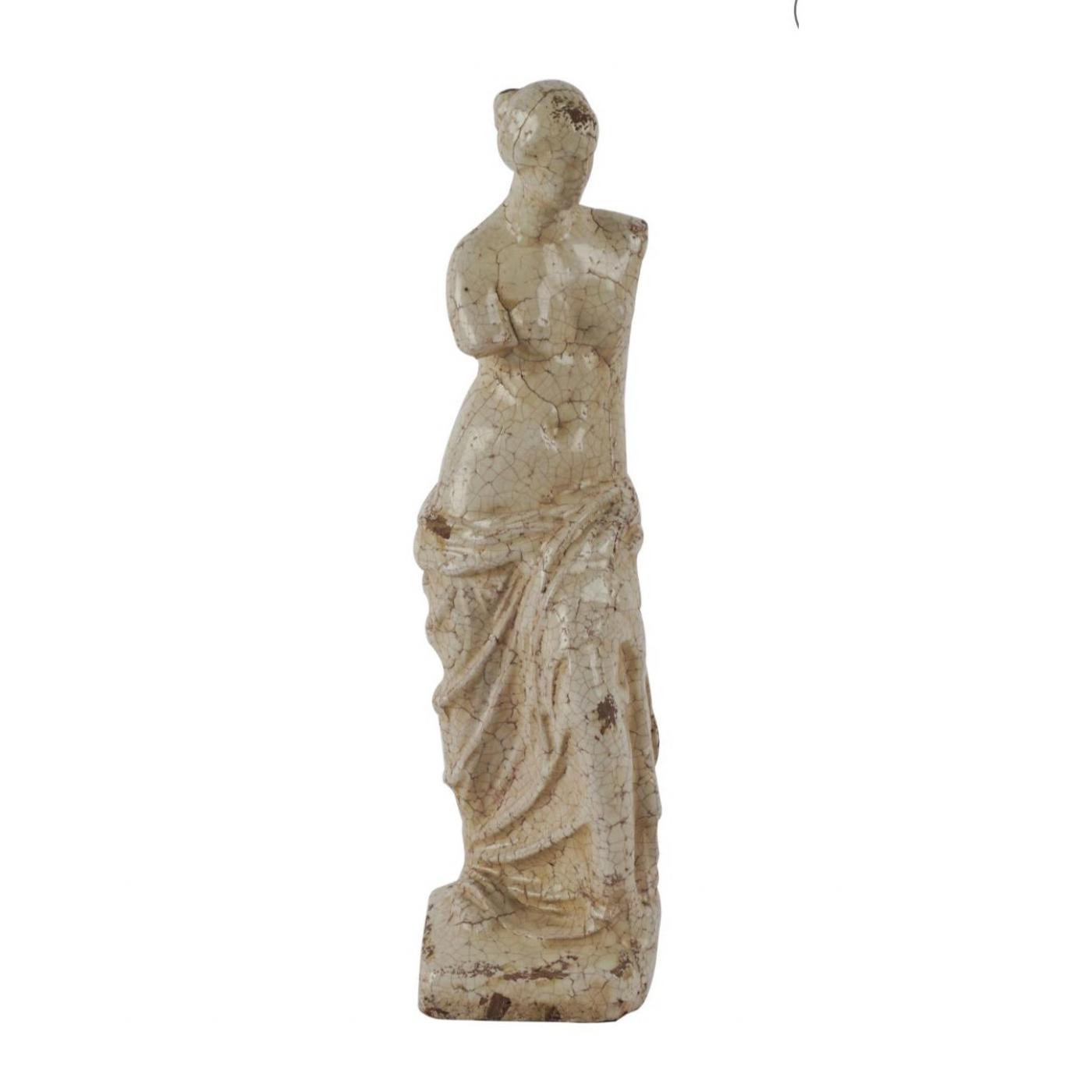 Antique Terracotta Crackle Pottery Sculpture of Venus De Milo
