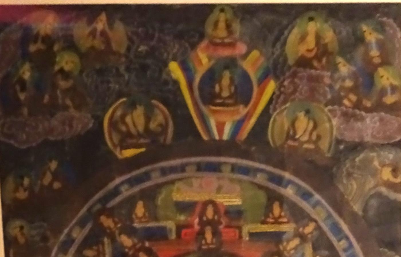 Antique Tibetan Thangka Painting on Fabric, 18th Century