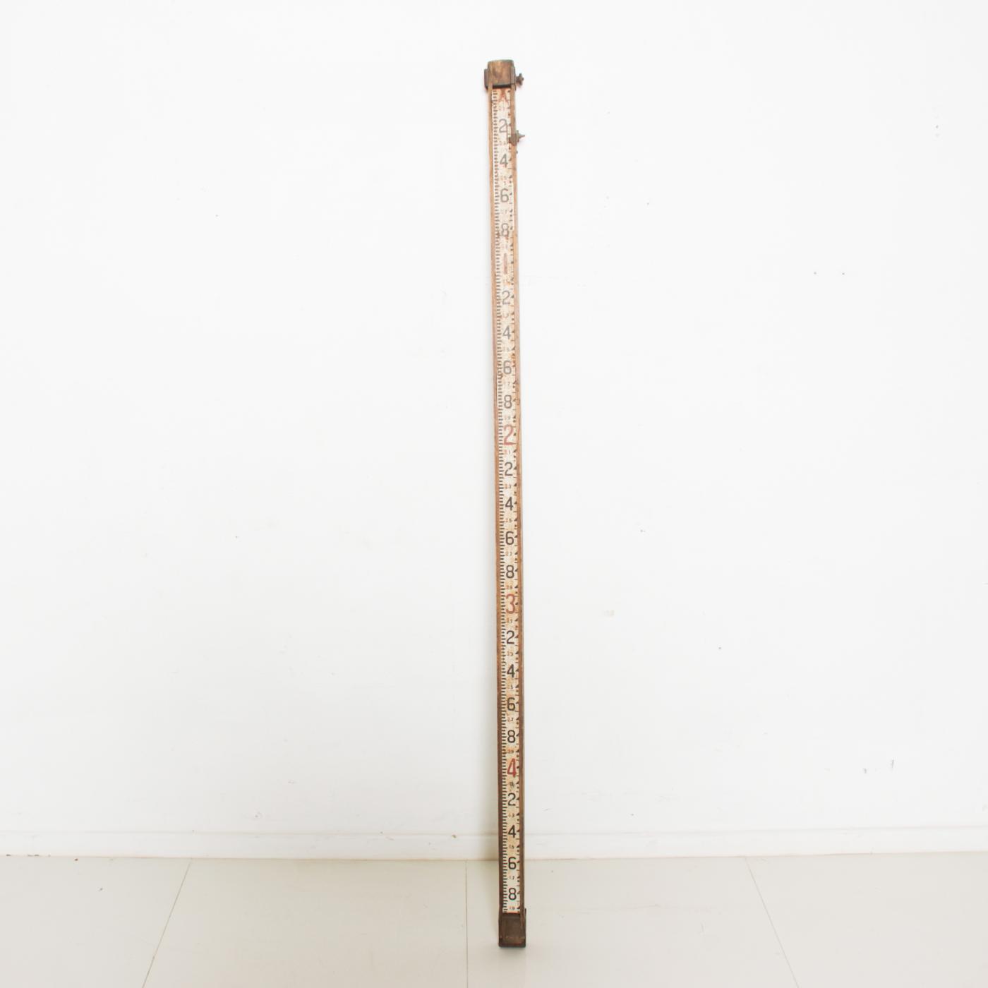 Architect's Antique Telescopic Survey Rule Wood Engineering Rod Measure