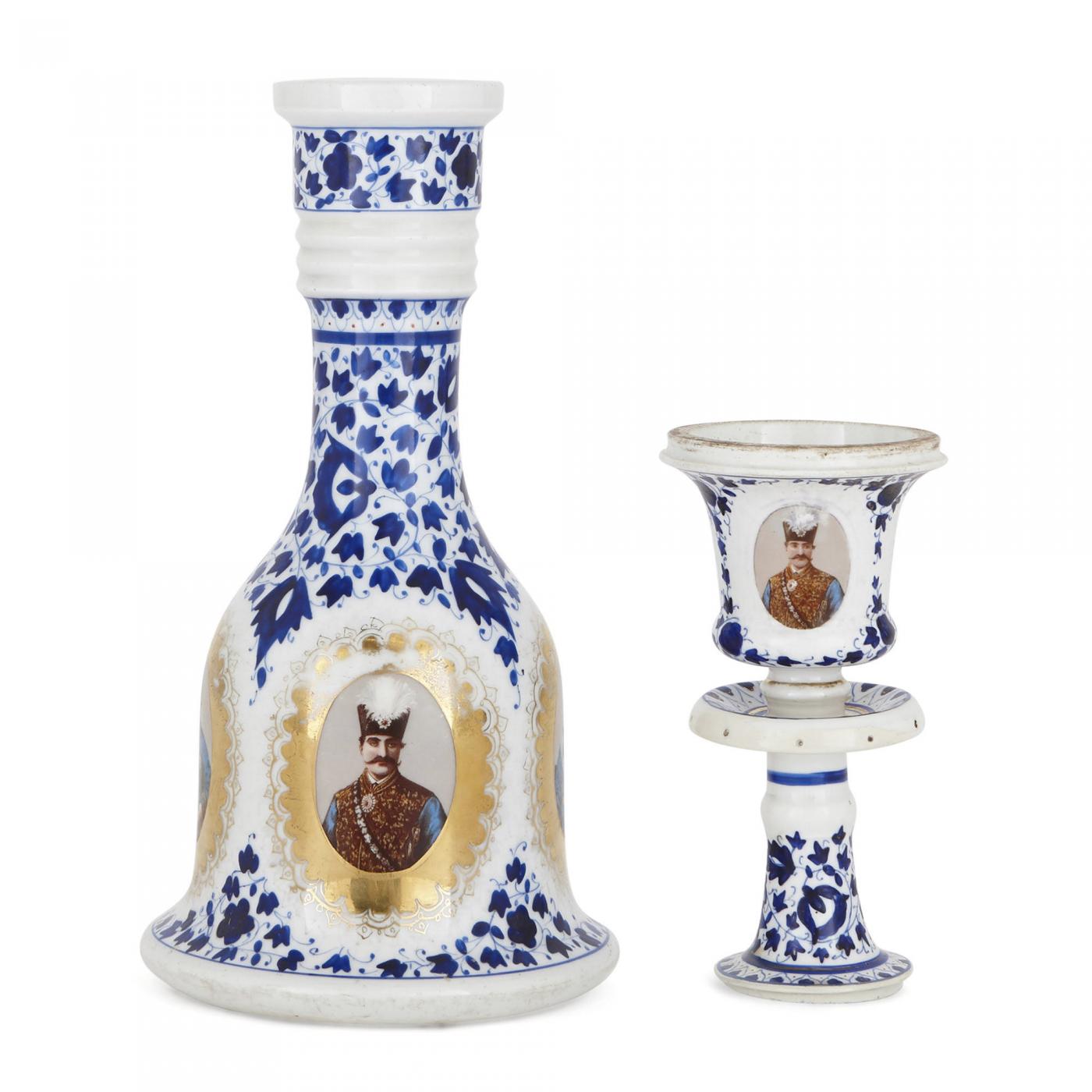 Antique porcelain huqqa for Persian market