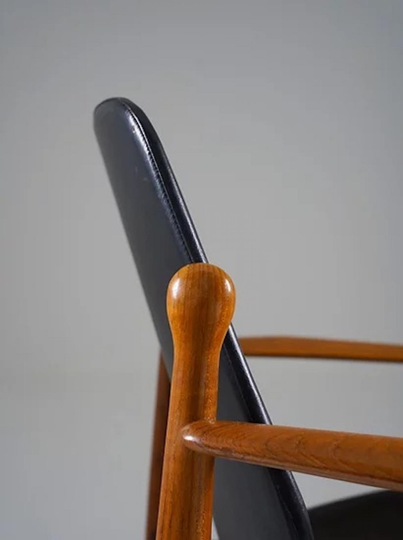 Arne Vodder - Danish Teak and Leather Chair by Arne Vodder for France ...