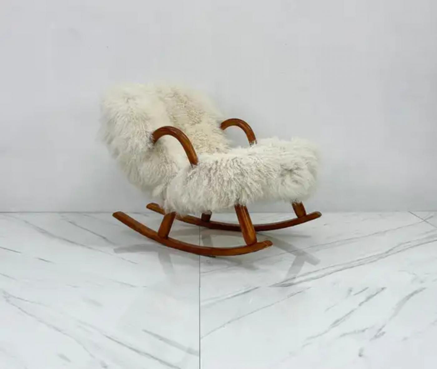 Arnold Madsen - Rocking Clam Chair, Curly Sheepskin by Arnold Madsen ...