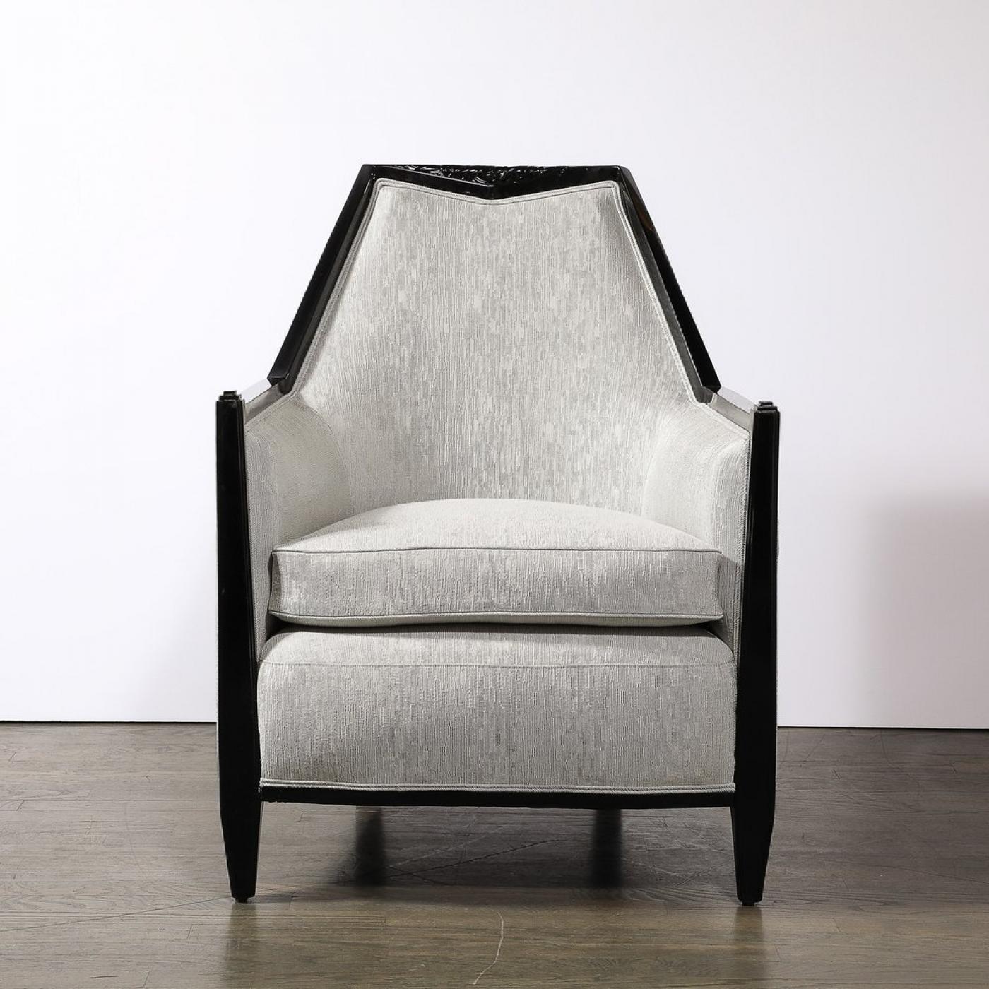 Art Deco Cubist Skyscraper Style Settee & Lounge Chair Set in Manner of ...
