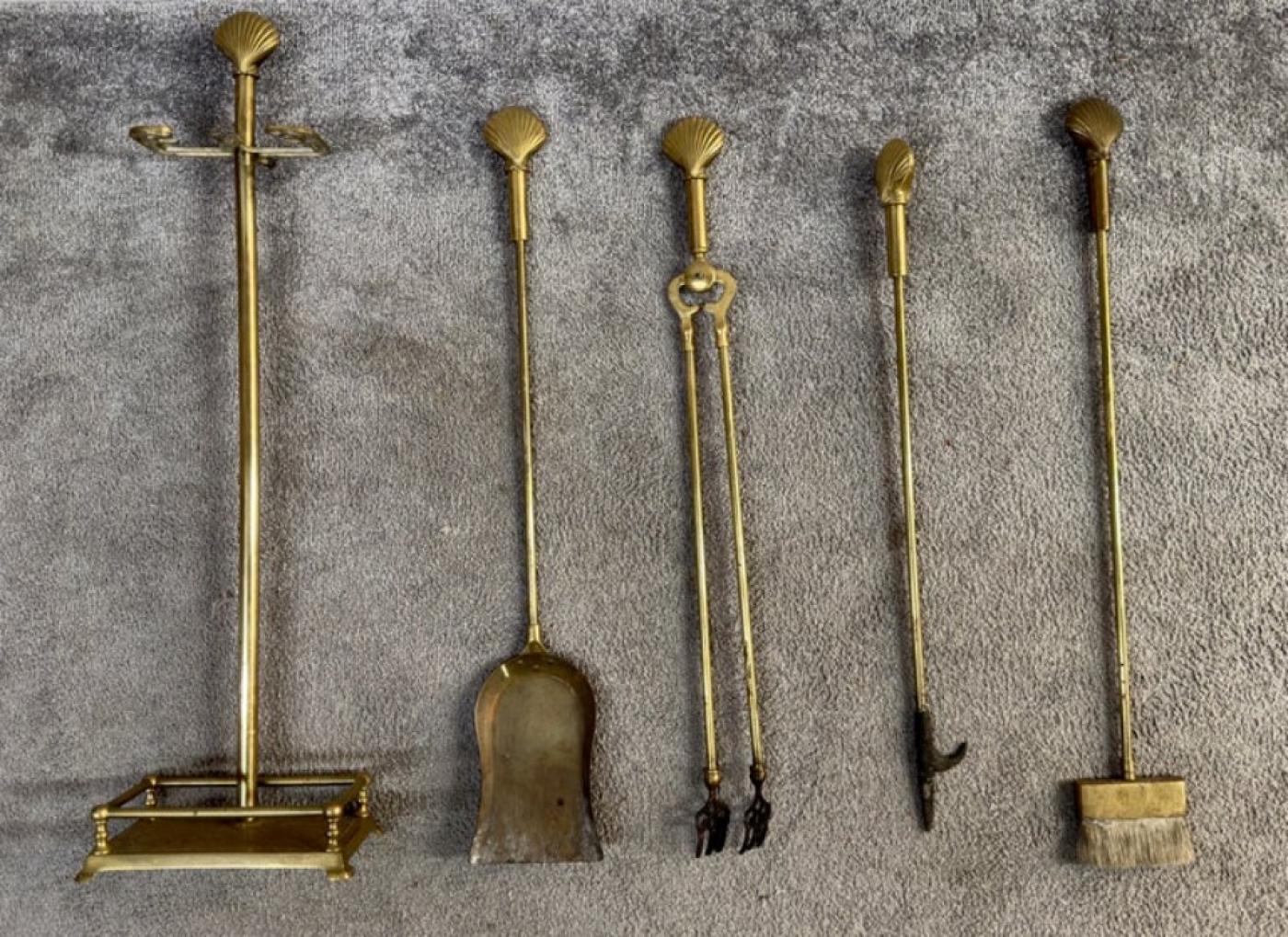 Art Deco Fireplace Brass Sea Shell Design Tools