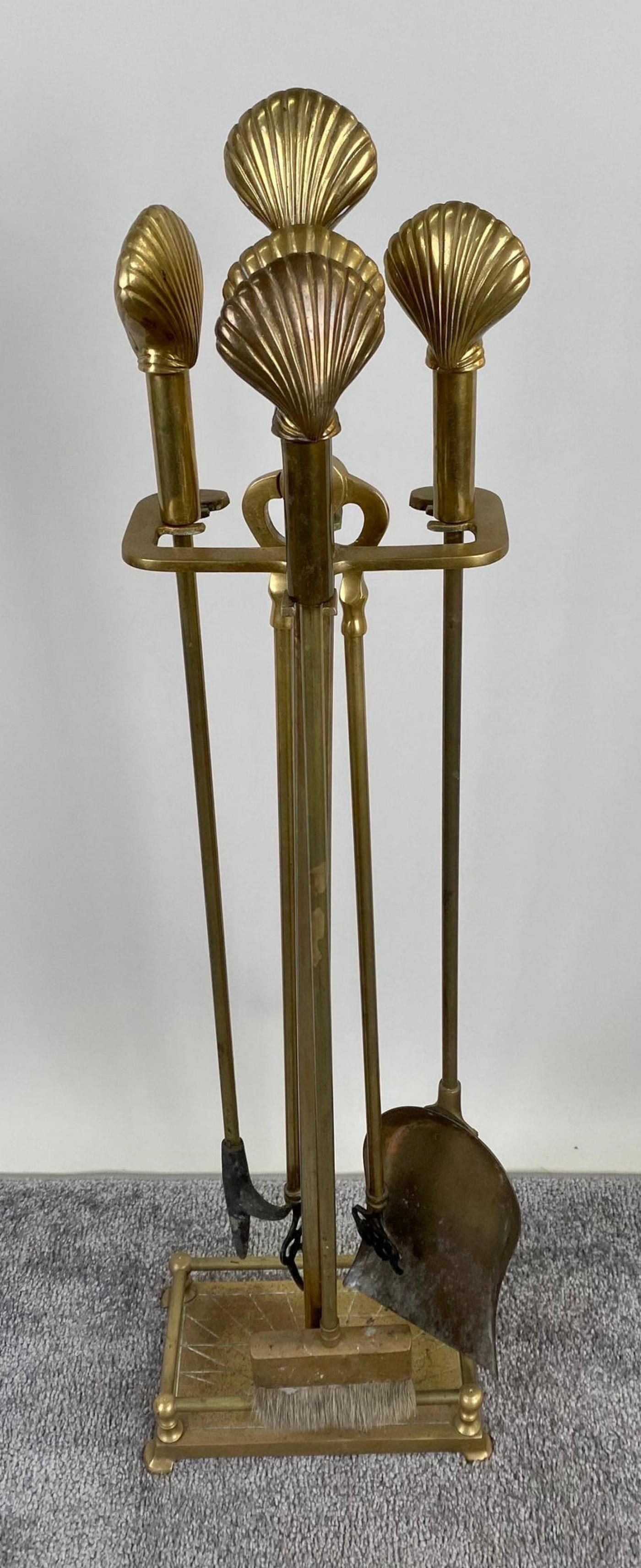 Art Deco Fireplace Brass Sea Shell Design Tools