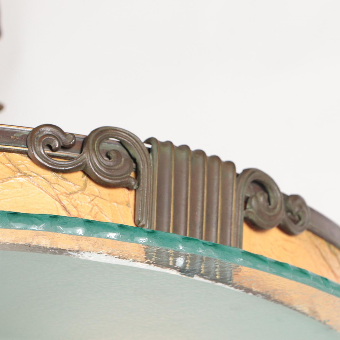 Art Deco Hanging Light Fixture with St. George Motif. Circa 1920.